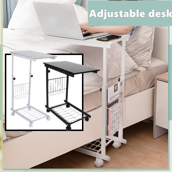 Height Adjustable Desk With Detachable Wheels Sofa Side Table White ...