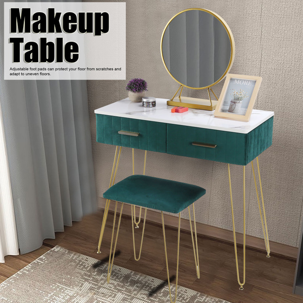 Makeup Dressing Table Double Drawer Bedroom Study Desk W/Stool Living ...