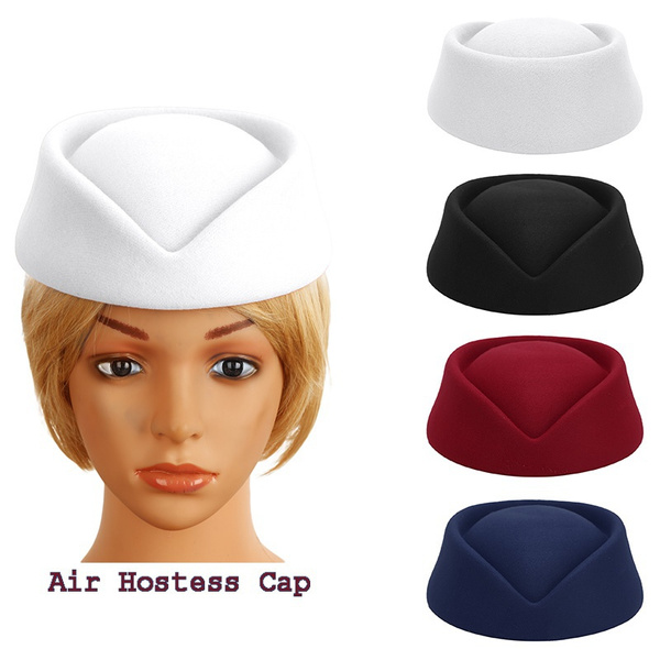 Women Air Hostess Hat Stewardess Hat Imitation Wool Felt Flight ...