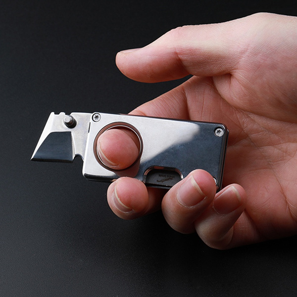 Outdoor EDC Keychain Portable Mini Folding Ring Knife Finger Self ...
