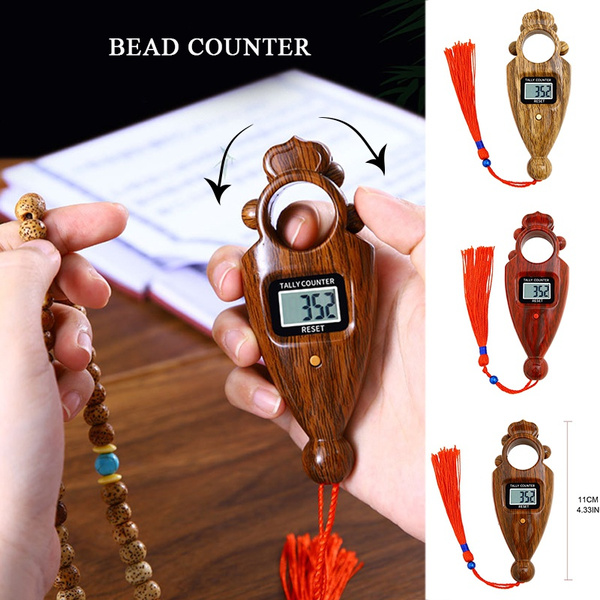 Electronic Large Screen Wood Grain Prayer Beads Counter Finger Prayer ...