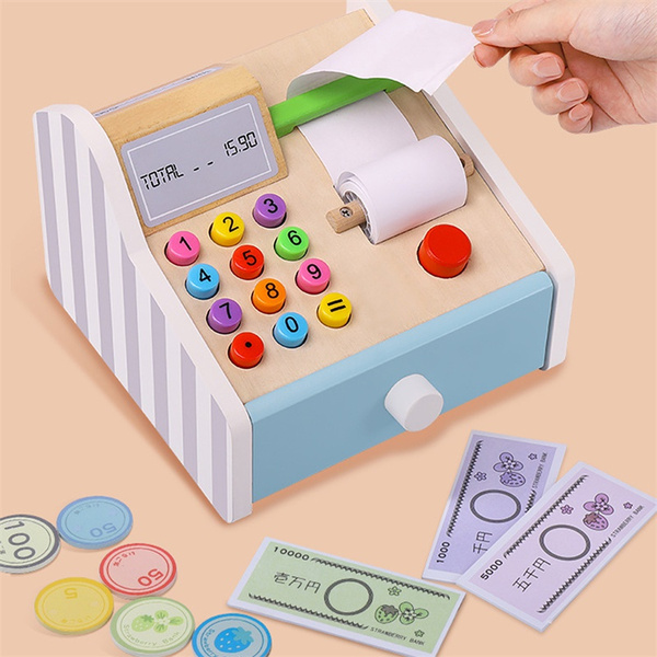 Toys Kids Wooden Checkout Store Cash Register Educational Pretend ...