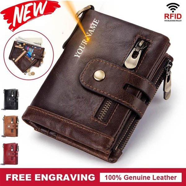 Fashion Men RFID Wallet Genuine Leather Multifunction Flip Purse Cash ...