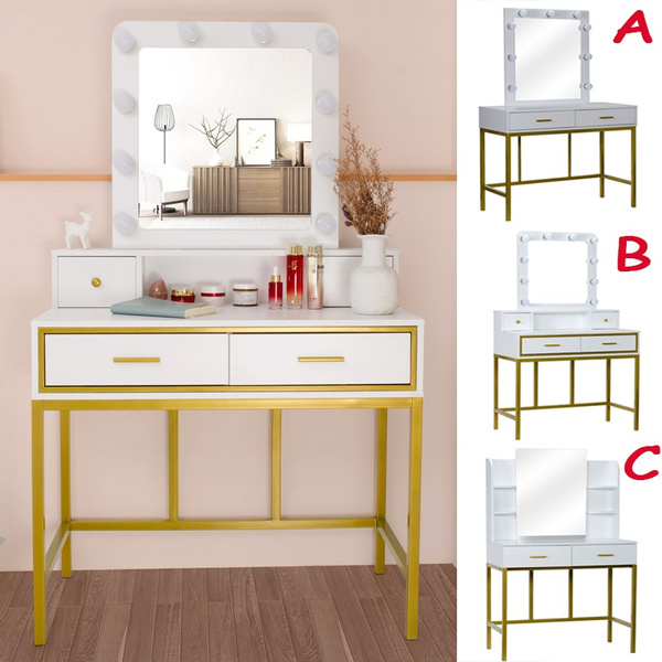 White Dressing Table With P2 Density Board Metal Frame Structure ...