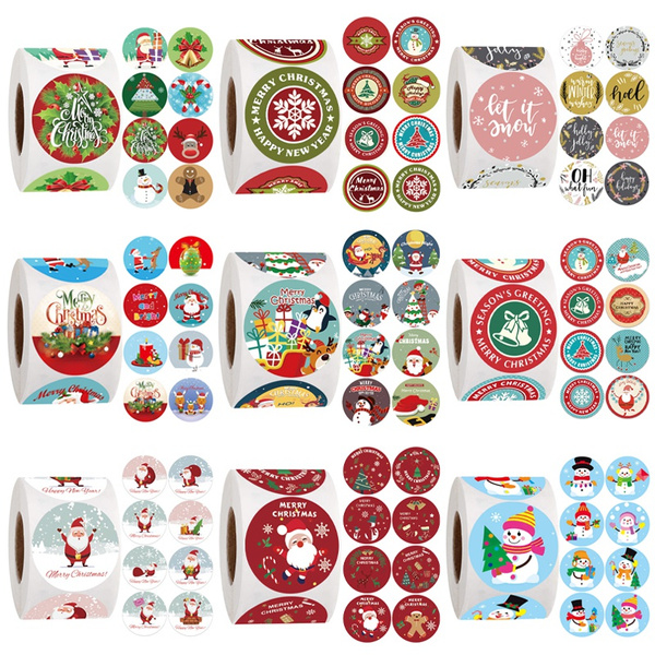 500 Pcs Merry Christmas Stickers 9 Style Animals Snowman Trees ...