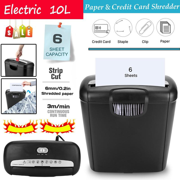 Electric Paper Shredder 6 Sheet Credit Card Destroy Home Office Strip ...