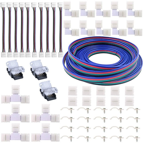 LED Light Strip Connectors Kit Includes 32.8Ft 4 Pin Extension Cable ...