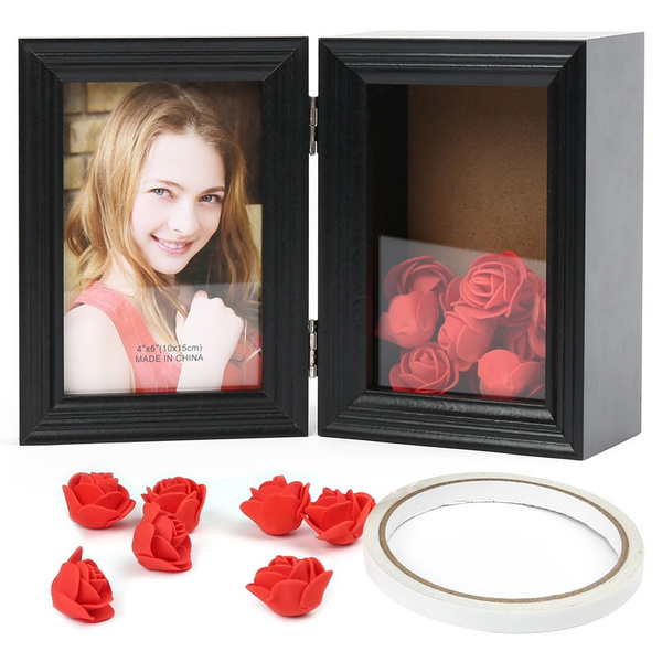 Small Deep Shadow Box Frame for 4''x6'' Photos, Double Hinged Picture ...