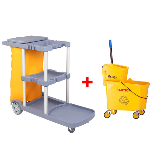 5 Gallon Mop Bucket with Wringer Combo Commercial Rolling Cleaning Cart ...