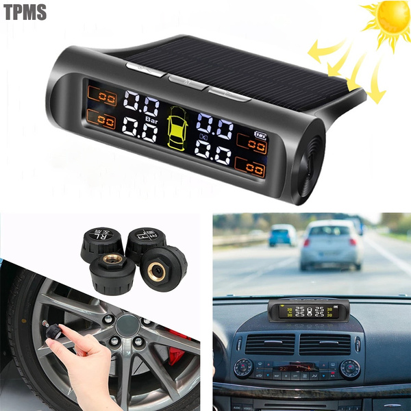 Smart Car Tpms Tire Pressure Monitoring System Solar Power Digital Tmps Lcd Display Usb Auto