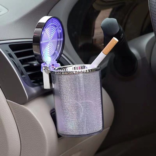 Car Ashtray with LED Light Cigarette Cigar Container Ashtray Gas Bottle ...