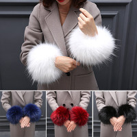 Warmer Faux Fur Plush Windproof Cuff Sleeve Wrist Sleeve Winter Women ...