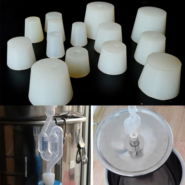 8mm Home Brew Wine Stoppers Silicone Plug With Hole For Airlock Valve ...