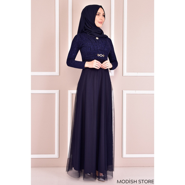 |New Season| Silvery Modest Dresses For Women Muslim Clothes Wedding ...