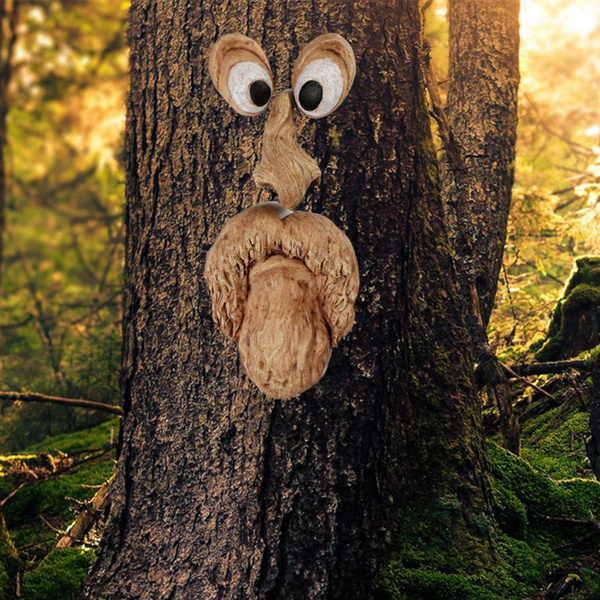 Creative Yard Art Funny Outdoor Tree Faces Decor Bark Ghost Face Tree ...
