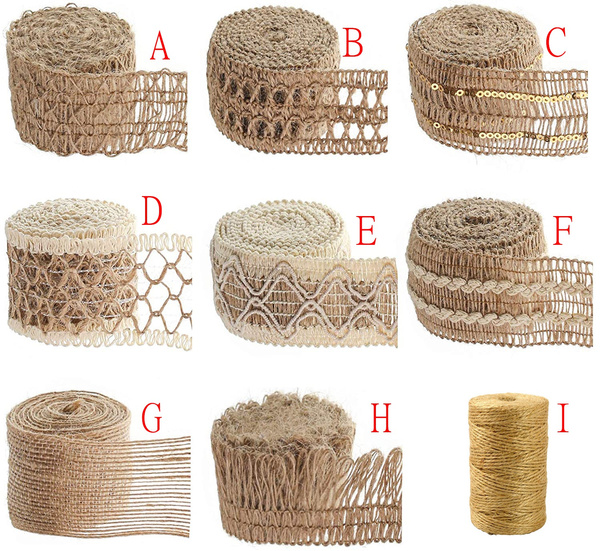 2m/Roll Jute Ribbons Handmade Hessian Craft Burlap Ribbon for Crafts ...