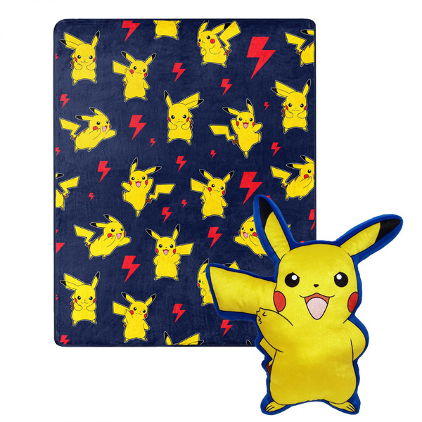 Pokemon Pikachu Lightning Zap 40 x 50 Silk Touch with Plush Hugger | Wish