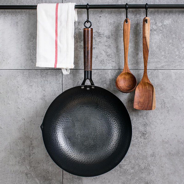 Nonstick Carbon Steel Cookware with Wooden Handle Detachable Gas Stoves ...