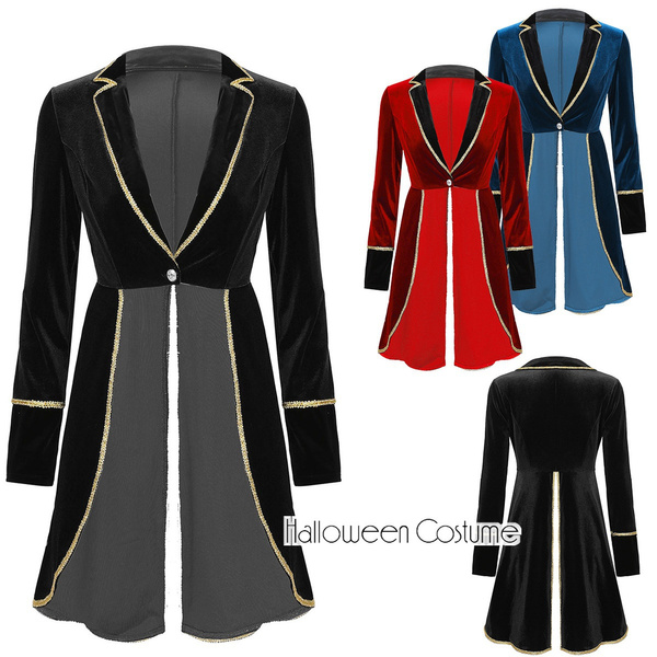 Vintage Medieval Costume Women Long Velvet Coat Punk Retro Medieval ...