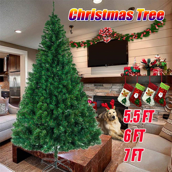 5.5ft/6ft/7ft Artificial Holiday Christmas Tree Gorgeous Faux-Pine Xmas ...