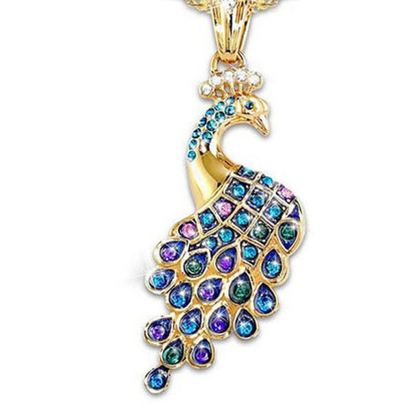 925 Silver Fashion Exquisite Retro Color Peacock Womens Necklace Pendant Jewelry Wish