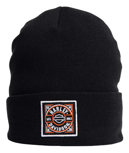 Harley-Davidson Men's H-D Label Patch Embroidered Cuffed Beanie Hat ...