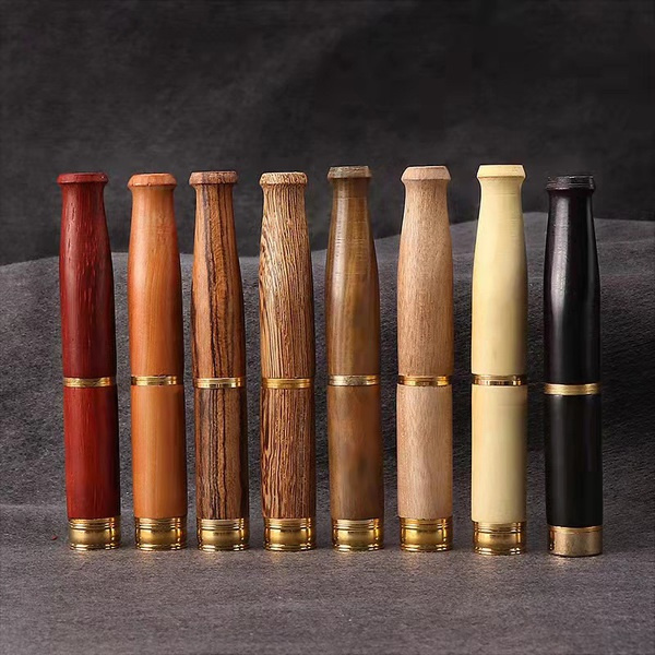 Solid Wood Double Filter Cigarette Holder Tube Washable Stick Filter ...