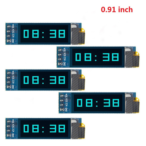 3/5 Pieces I2C Display Module 0.91 Inch I2C OLED Display Module Blue I2C OLED Screen Driver DC 3 ...