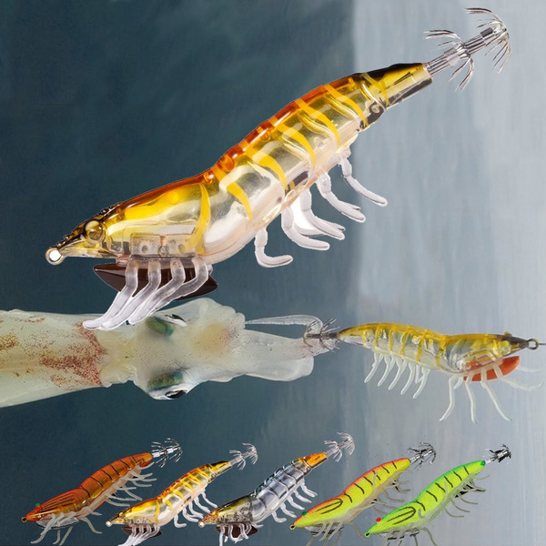 Squid Jigs Luminous Shrimp Shape Fishing Lure Squid Bait Jig Hook with ...
