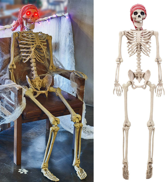 yosager 5 ft Pose-N-Stay Life Size Skeleton with Glowing Eyes, Human ...