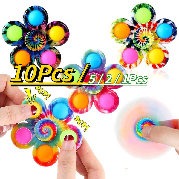 10pcs 5 2 1pcs 2 In 1 Pop And Decompression Fidget Spinner Gyro