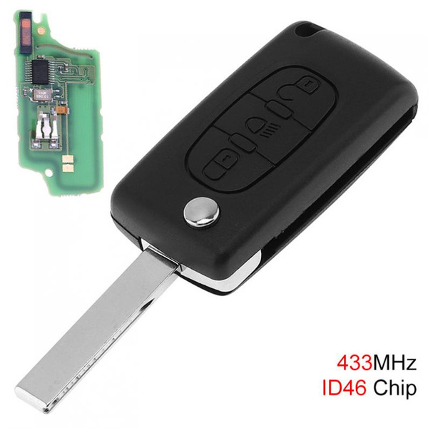 433MHz Uncut Flip Remote Key Fob with Light ID46 Chip HU83 Blade Fit ...
