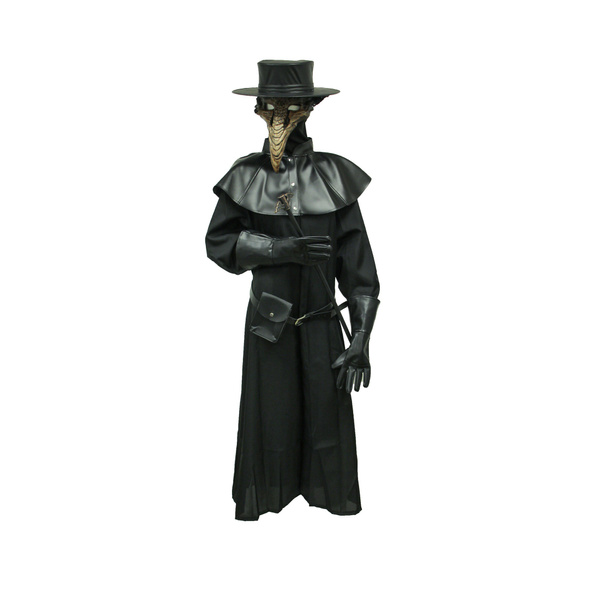 Complete Adult Plague Doctor Costume Kit Robe Cane Collar Gloves Hat ...