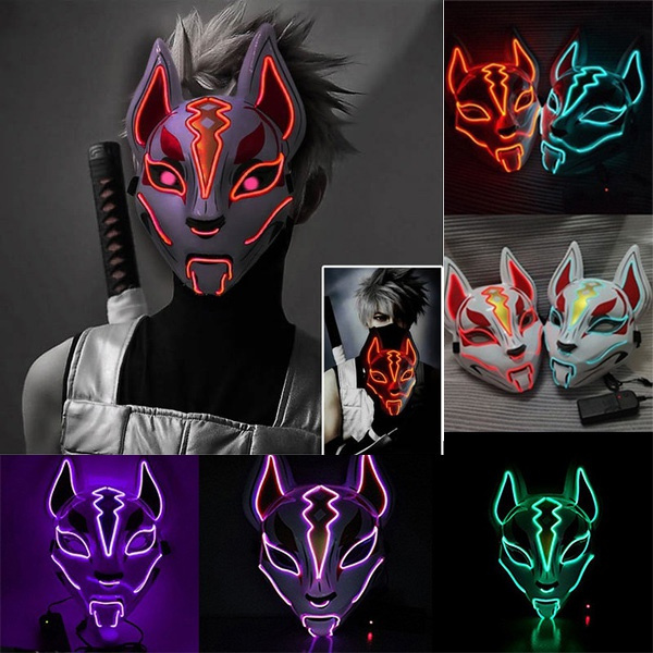Halloween LED Fox Mask Cold Light Glow Mask Mask for Halloween Cosplay ...