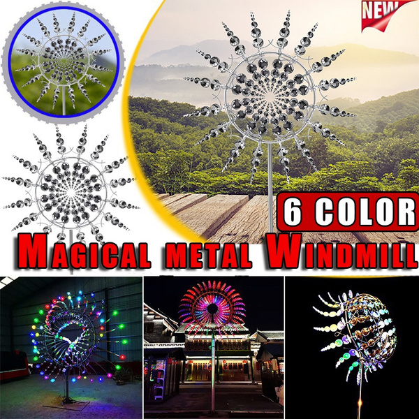 NEW Unique And Magical Metal Windmill - Lawn Wind Spinner Outdoor Metal ...