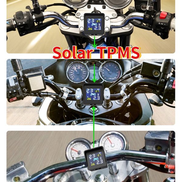 Smart Motorcycle TPMS Tyre Pressure Monitoring System USB Solar Power ...