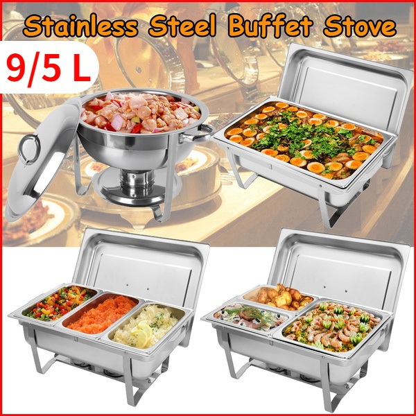 9 / 5 L Stainless Steel Square Buffet Stove Dish Set Rectangular ...