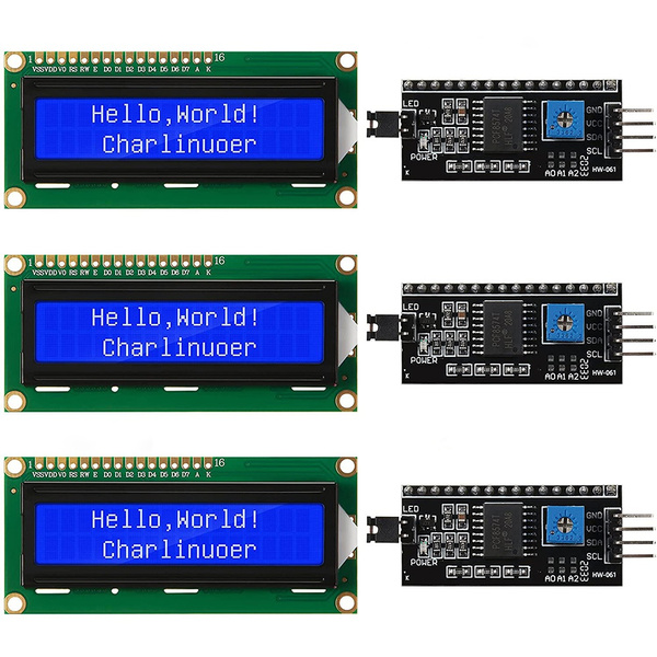 1/2/3 Set IIC/ I2C/ TWI LCD 1602 16x2 Serial Interface Adapter and 16x2 ...