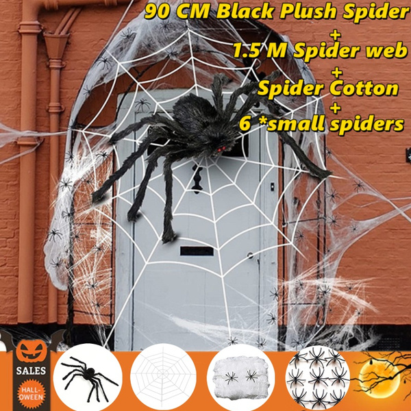 New Giant Halloween Spider Web 90CM Giant Spider Halloween Decorations ...