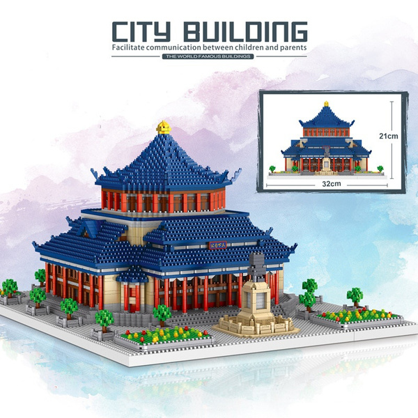 World Architecture Sun Yat-sen Memorial Hall Statue Mini Diamond Blocks ...