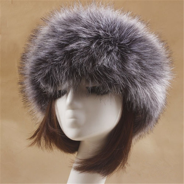 Warm Fox Fur Hat Russian Fluffy Fake Faux Fur Empty Top Beanies Winter ...