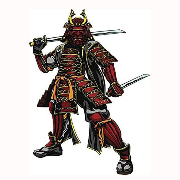4" x5" Red and Black Japanese Warrior Samurai Vinyl Decal Bumper ...