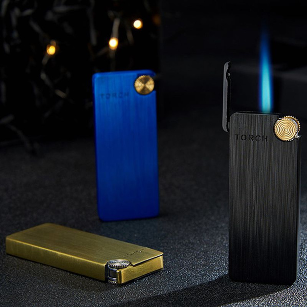 2021 Ultra-thin Metal Flint Lighters Gas Lighter Butane Turbo Jet ...