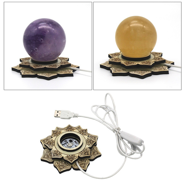 LED Luminous Base Light Crystal Glass Transparent Objects Display Lotus ...