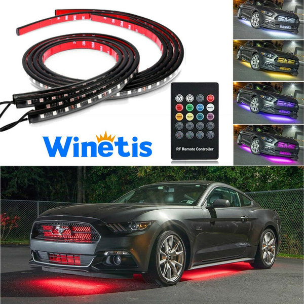 RGB Under Car Tube Neon Strip Light Kit 90/120cm LED Underglow ...