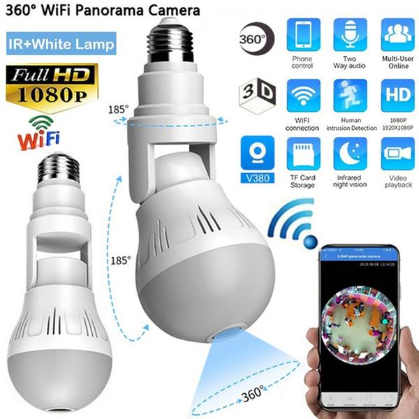 2022 New HD 1080P 360° Panoramic Hidden Wifi Camera Light Bulb Security ...