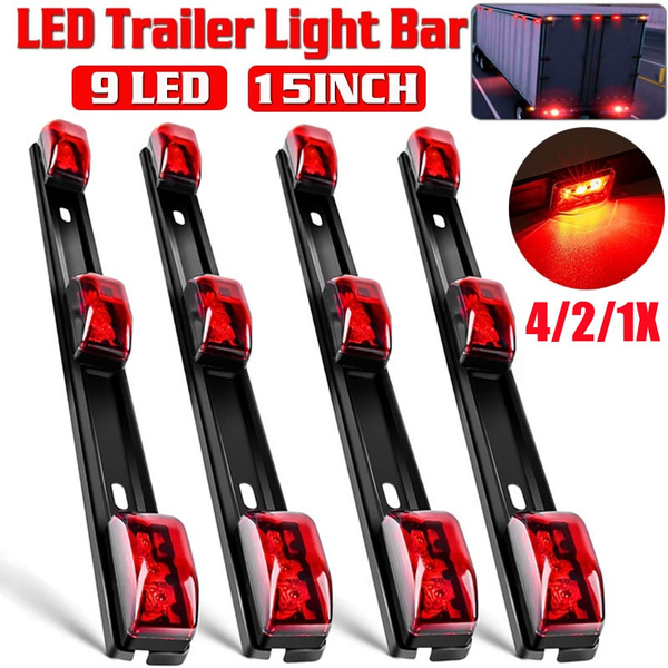 4/2/1Pcs Upgrade 15inch Red Trailer Light Bar 3 Light 9 LED Clearance ...