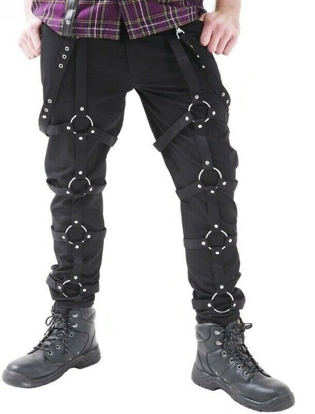 Men's Dead Thread Goth Pant Black Punk Round Circle On Pant Trousers ...