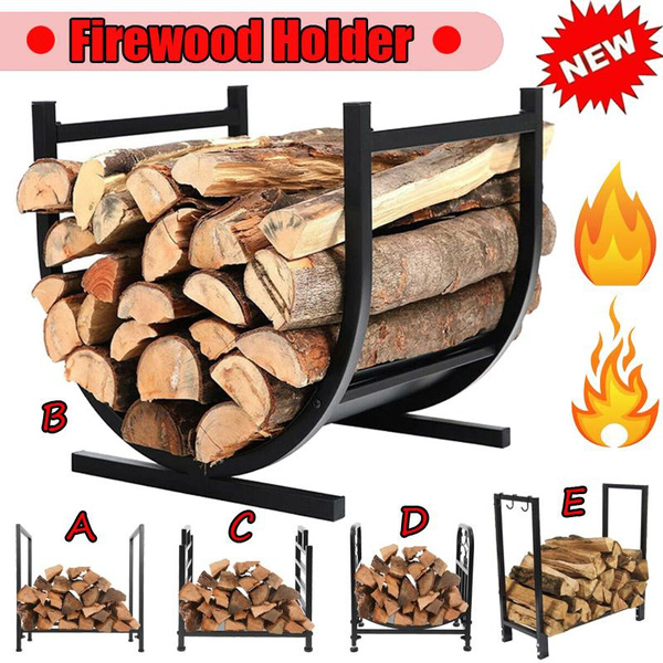 Indoor Outdoor Firewood Rack Wrought Iron Fireplace Log Wood Storage ...