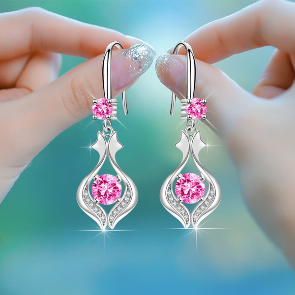Fashion Silver Earrings Ladies Temperament Earrings Water Drop Long ...